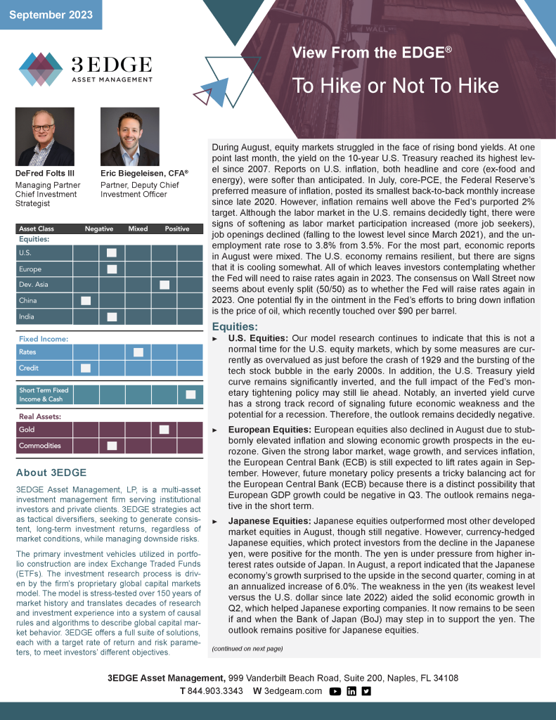 To Hike or Not to Hike? – View From the EDGE® September 2023 - 3EDGE ...